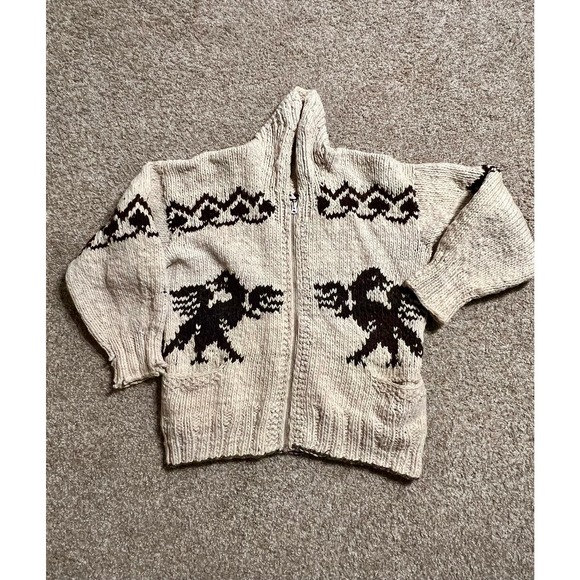 Cochiwan | Sweaters | Vintage Handade Thunderbird Cowichan Wool Sweater ...